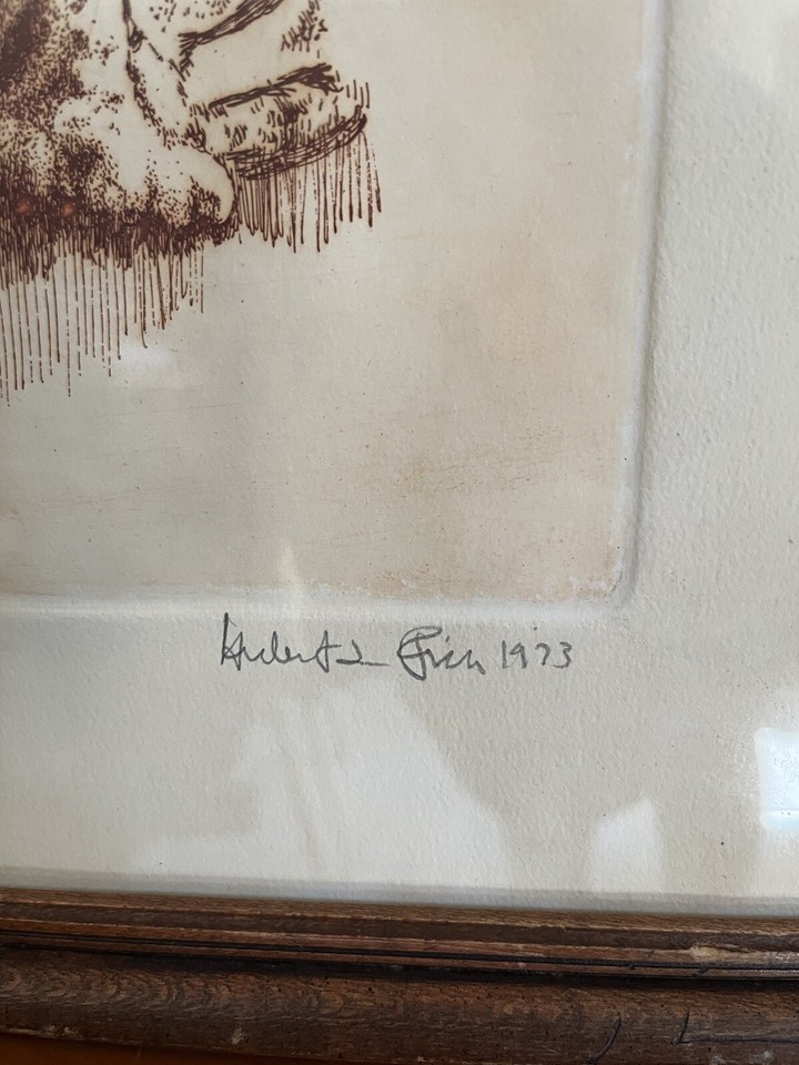 Herbert Lewis Fink Signed Etching Lady Of The Animals AP Original Print ...