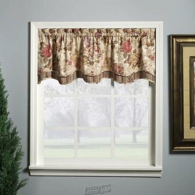 Collette Double-Layer Valance Wine And Taupe 56" W x 18"L | eBay