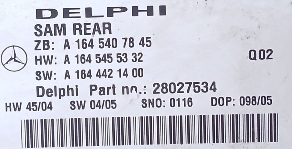 2006-2009 MERCEDES W164 W251 ML GL R-CLASS REAR SAM MODULE A 164 540 78 ...