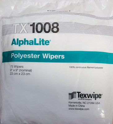 Texwipe ITW TX1008 AlphaLite Polyester Wipes 9"X9" 75/bag 20 Bags ...