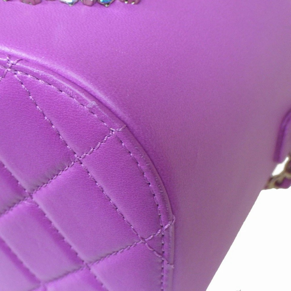 Chanel Bijou Coco Mark Vanity Chain Shoulder Bag Lambskin Purple Auth ...