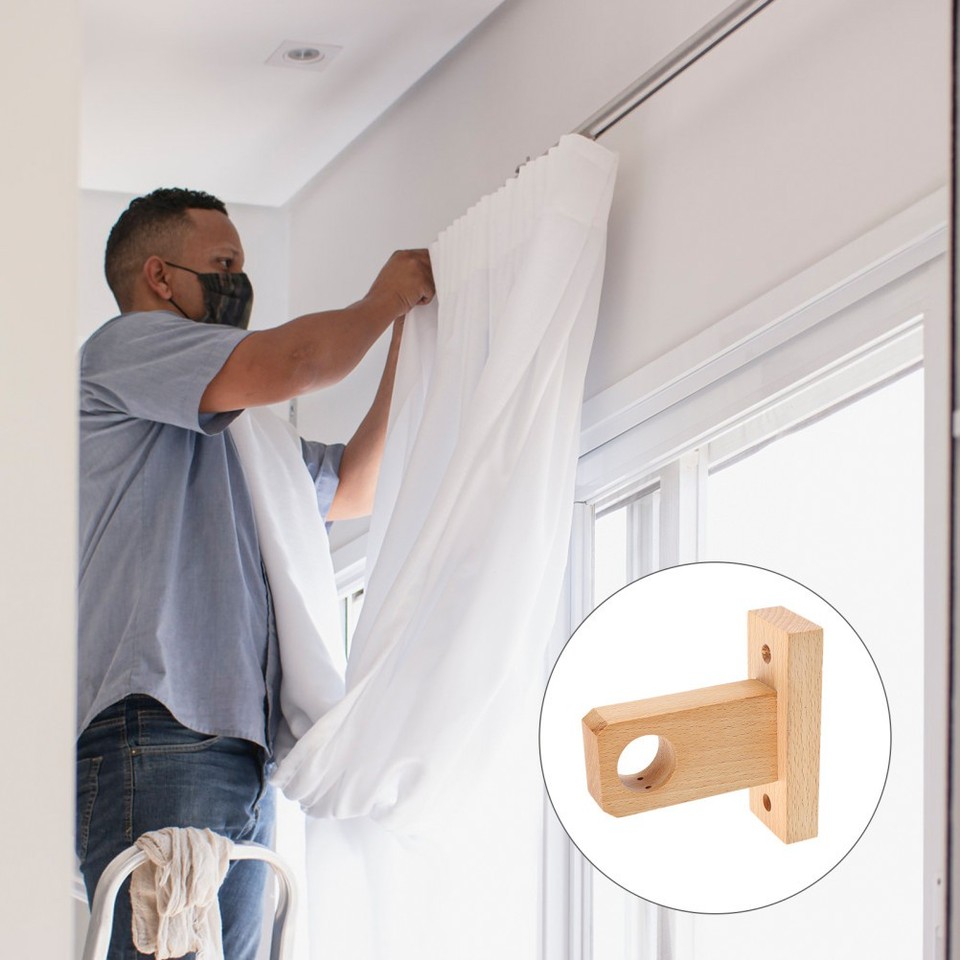 Wooden Curtain Rod End Shower Curtain Rod Holder Rod Holder Curtain ...