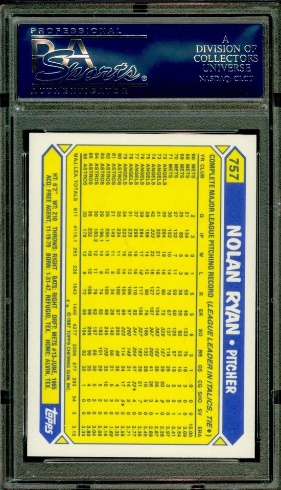 1987 Topps Tiffany #757 Nolan Ryan Astros PSA 9 | eBay