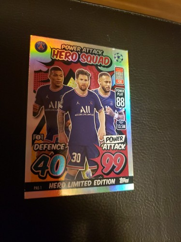 2021-22 Topps Match Attax Power Attack Hero Squad Messi Mbappe Neymar ...