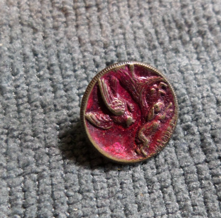 Antique Vintage Metal Picture Tint Button BIRD HUNTING RABBIT | eBay