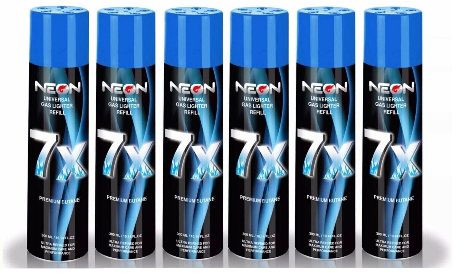 6 Can Neon 7X Refined Butane Lighter Gas Fuel Refill 300 mL 10.14 oZ ...