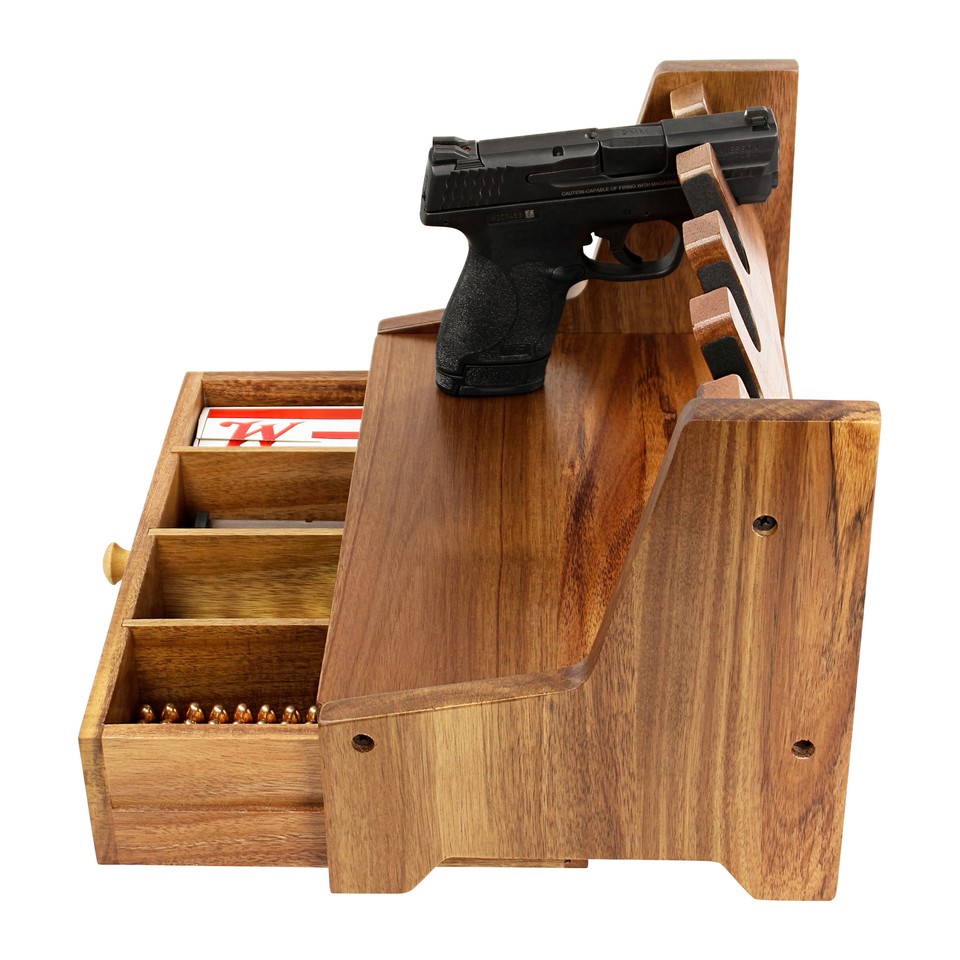 Tactical45 Gun Safe Pistol Rack - 4 Handgun Pistol Stand with Ammo ...