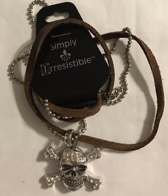 " Simply Irresistible " Rhinestone Skull & Crossbones Fashion Necklace ...