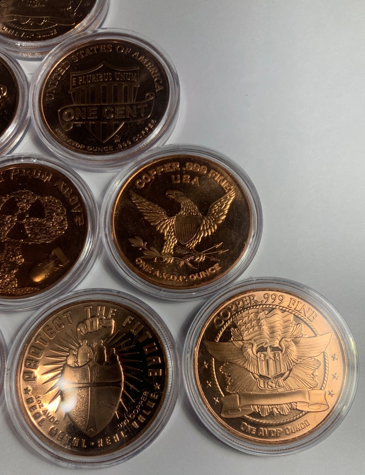 10 Different Collectable 1 ounce Copper Rounds (Lot Of 10) ALL IN ...