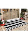 Front Porch Rug 2x3 Black and White Striped Outdoor Rug Washable | eBay