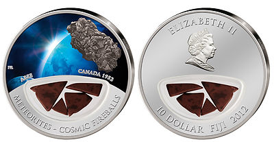 Abee METEORITE silver coin! $10 Fiji, only 999 made! Cosmic Fireballs ...