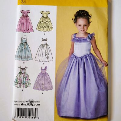 UNCUT Girls Princess Dress Sewing Pattern 2010 Simplicity 2463 Size AA ...
