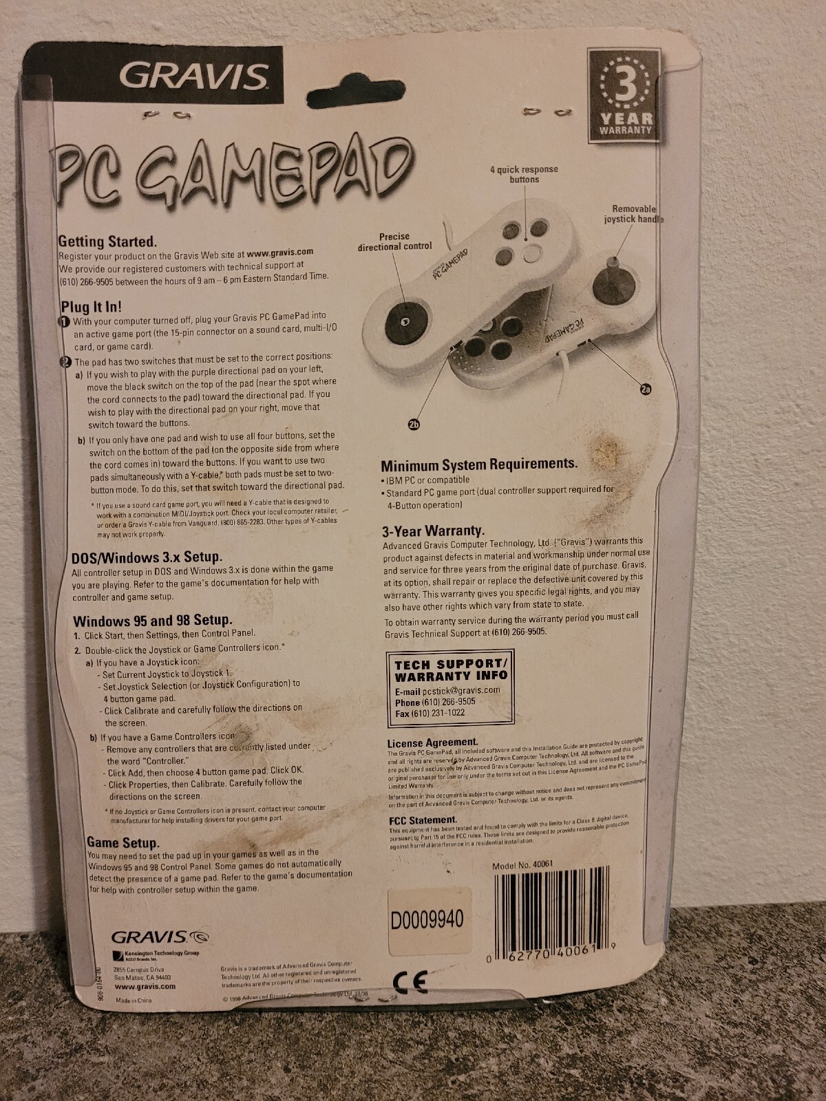 Vintage Gravis PC GamePad 15 Pin 4 Button Controller Joystick 1998 NOS ...