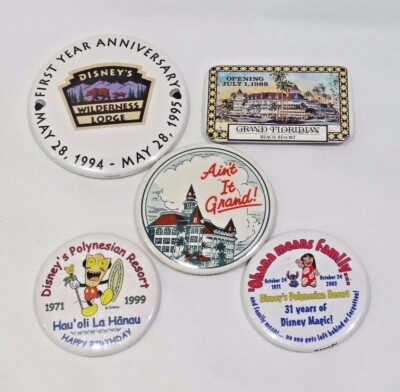 Set of 5 Disney Resort Button Pins | eBay
