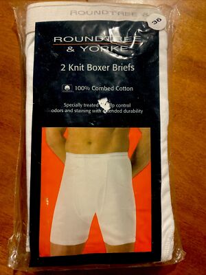 Roundtree Yorke White Knit Boxer Briefs Underwear NWT 2 In A Pkg. | eBay