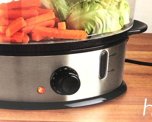 Morrisons 800W Electric Stainless Steel Food Steamer 3 x 3.4lit Tier ...