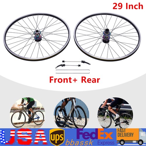 29" MTB Bike Wheel Set Quick Release Hub Disc Brake Rim Front Rear ...