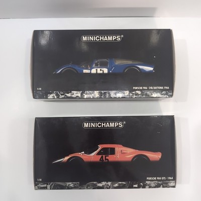 Minichamps Porsche 906 #15 1966 Daytona 24 Hrs 904 GTS #45 1964 Lot (2 ...
