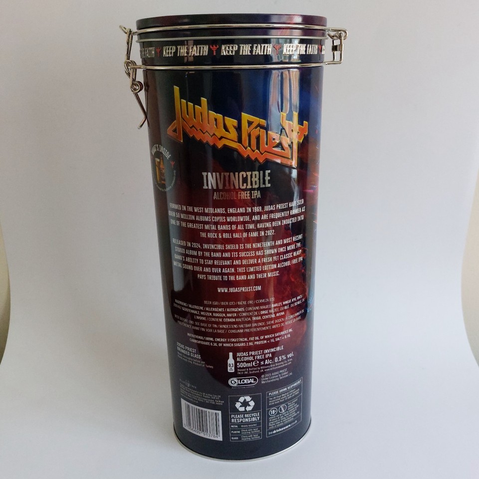 JUDAS PRIEST - Invincible - Limited GIFT SET Tin Glass EMPTY Beer ...