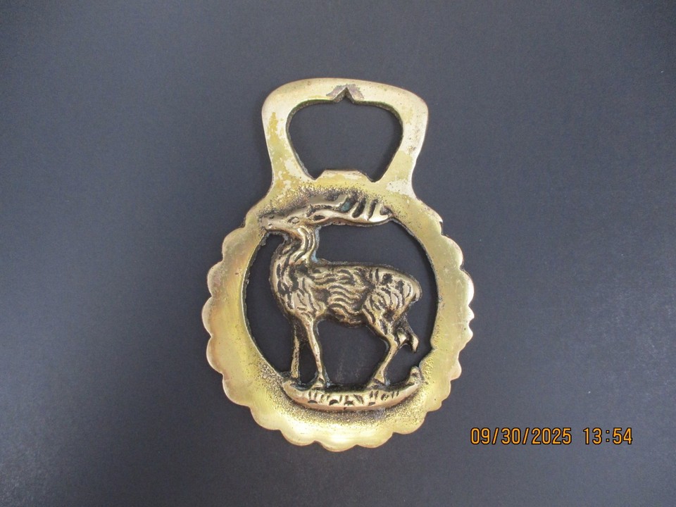 Vintage Red Stag Brass Bottle Opener/Horse Bridle Medallion, Stamped ...
