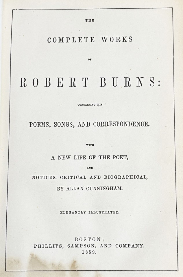Allan Cunningham Robert Burns / COMPLETE WORKS OF ROBERT BURNS ...