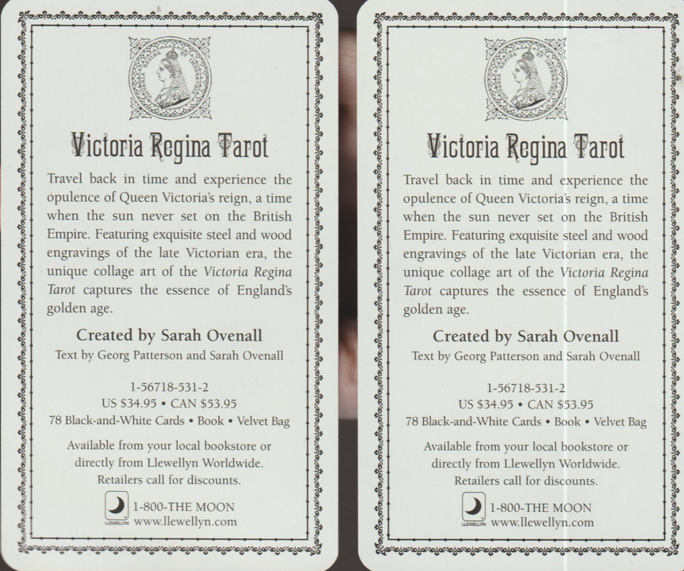 Victoria Regina Tarot Cards, by Sarah Overall, Bag & 78 Playing Cards ...