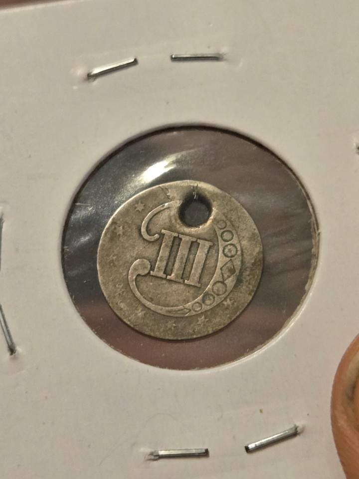 1852 Silver Trime - Historic U.S. Coin - Holed for Necklace - 75% ...