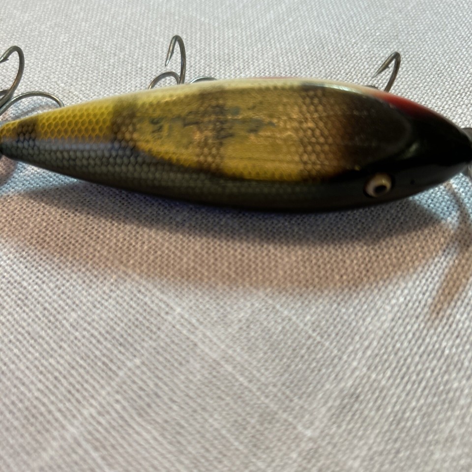 Vintage Creek Chub Injured Minnow Wood Fishing Lure Glass Eyes Double ...