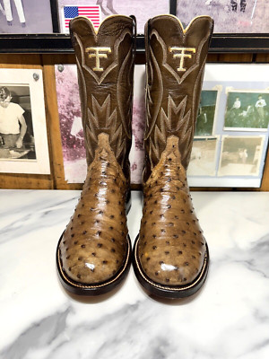 JAMES LEDDY EXOTIC TAUPE FULL QUILL OSTRICH 9.5E MENS COWBOY BOOTS | eBay