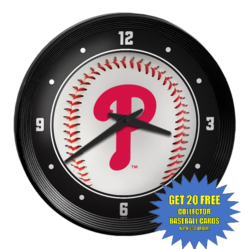 15" Philadelphia Phillies Baseball Ribbed Frame Wall Clock | eBay