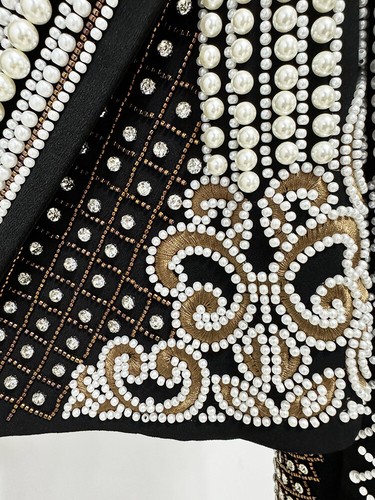 Spring New Embroidery Nail Bead Diamond Short Jacket Women Runway Bead ...