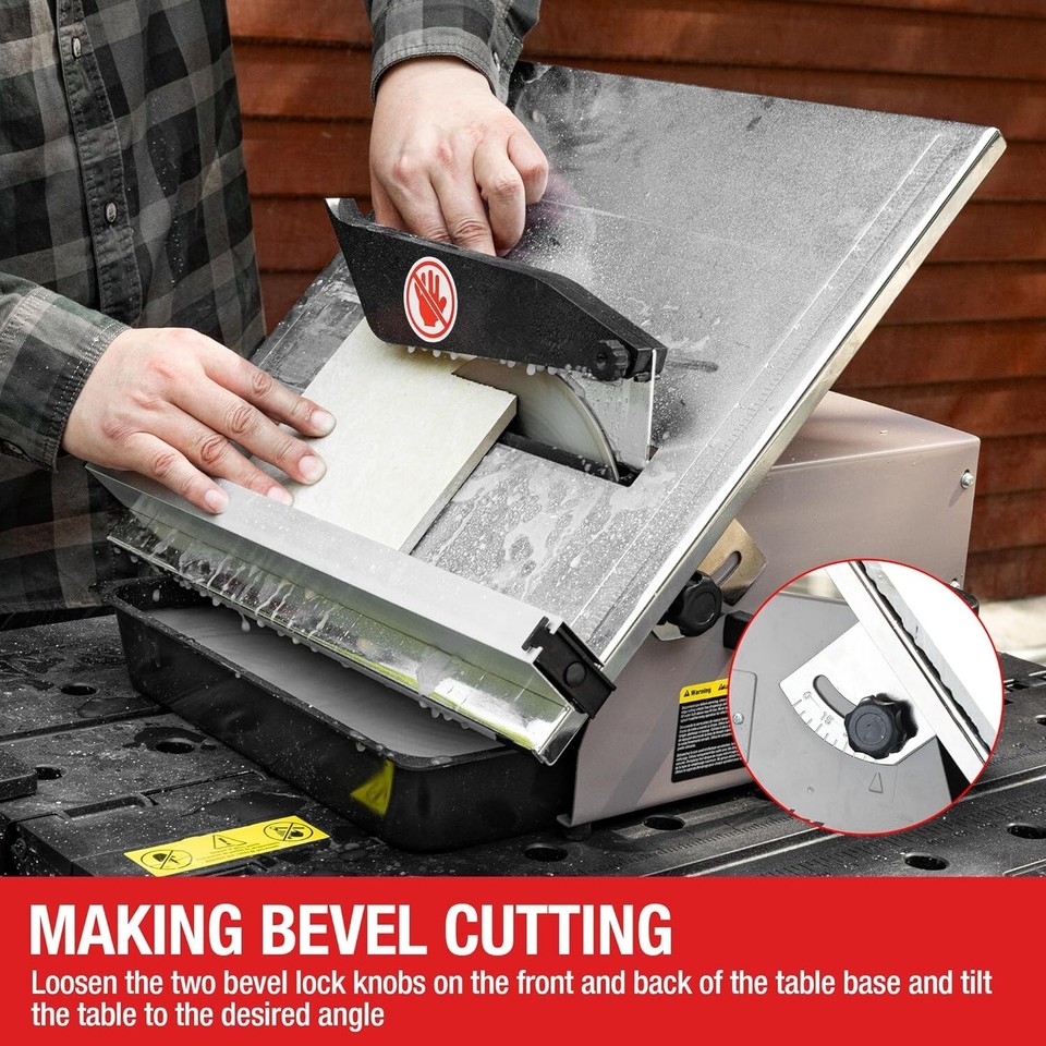 7''Wet TileSaw Ceramic Cutting Tabletop Saw Water Storage 0-45Degree ...