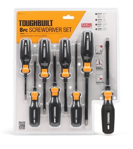 ToughBuilt 8-Pc Tri-Panel Rubber Handle Magnetic Screwdriver Set TB ...