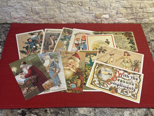 Vintage Lot Christmas Antique Reproduction Cards Postcards Qty 12 Very ...