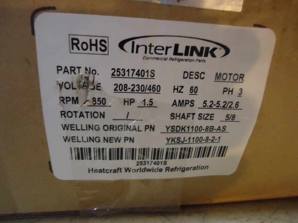 Heatcraft Refrigeration 25317401S 208-230v 3ph 1.5hp 850rpm Motor | eBay