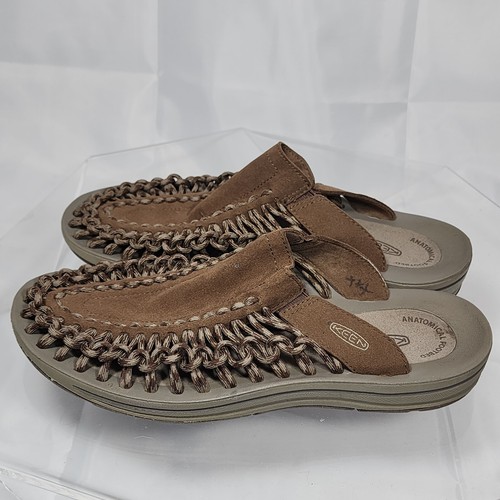 Keen Uneek Slide Slip On Mule Sandal Men 9 Brown Leather Rope Cord ...