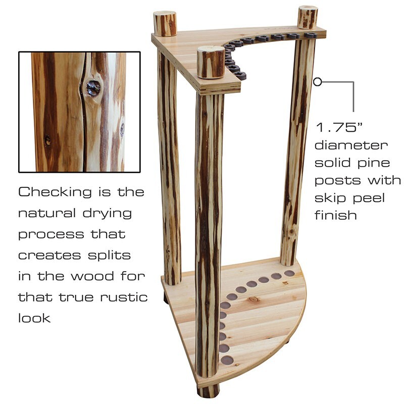 Rush Creek Creations Rustic Log 12 Fishing Rod Corner Storage Rack for ...