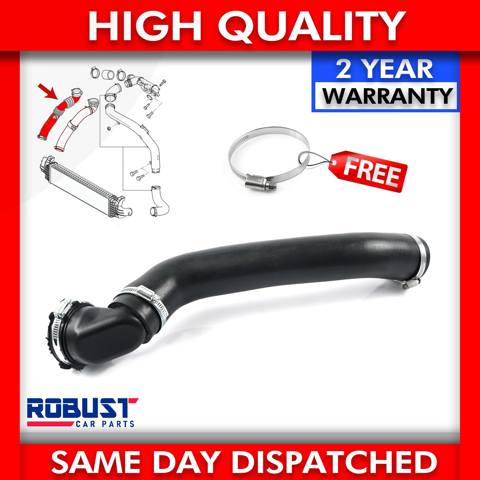 INTERCOOLER TURBO HOSE PIPE FOR VOLVO C30 S40 V50 FORD FOCUS 1.6 TDCI ...