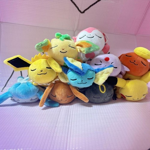 Near Mint Pokémon Eevee Evolutions Kuttari Plush Set of 10 Sleeping Ver ...