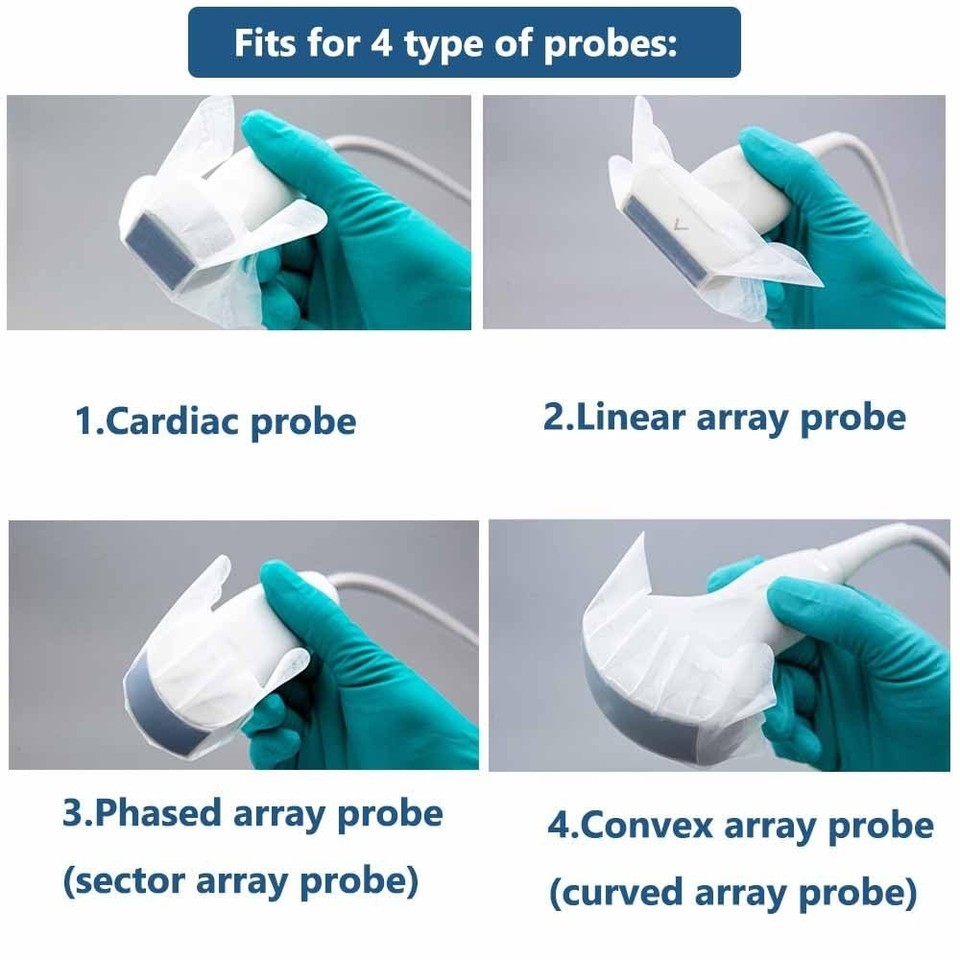 Adhesive Ultrasound Probe Covers Latex Free Clear Disposable 5x3 50 ...