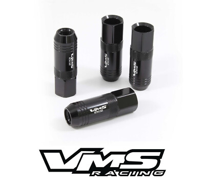 16PC VMS RACING BLACK 12X1.5MM 60MM EXTENDED TUNER ALUMINUM RACING LUG ...