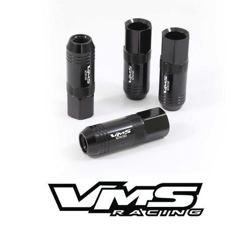 16PC VMS RACING BLACK 12X1.5MM 60MM EXTENDED TUNER ALUMINUM RACING LUG ...
