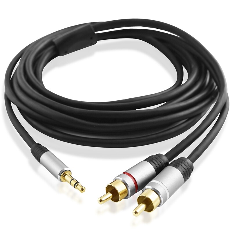 5m High Quality Y Audio Chinch Kabel 2 Cinch Stecker 3,5mm 1 Klinke ...