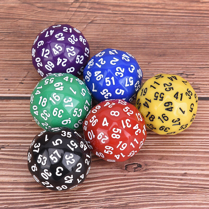 60 Face Gaming Dice Sixty Sided Die Number 1-60 Acrylic Cubes Dice E ...