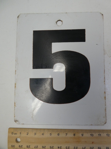 VINTAGE METAL ENAMEL NUMBER 5 SCOREBOARD PETROL PRICE SIGN SERVICE ...