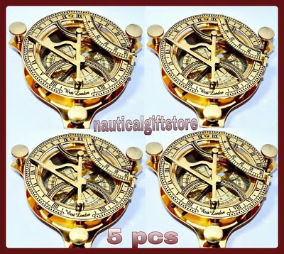 lot of 5 London Marine Compass Vintage West Solid Brass Maritime ...