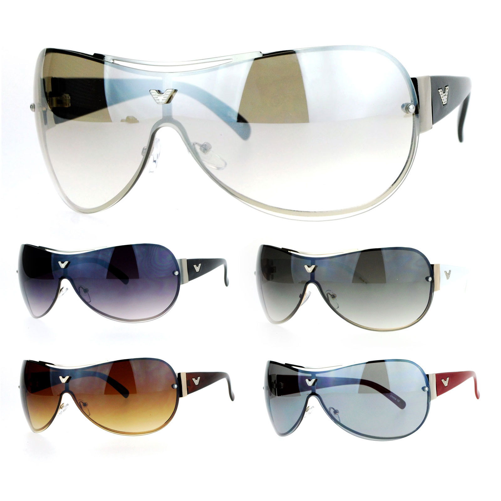 Designer Fashion Oversize Shield Rimless Warp Sunglasses | eBay