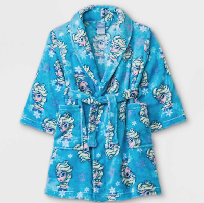 DISNEY Girl's Frozen Robe Princess Elsa Anna Pajama Bathrobe 6 6X 7 8 ...