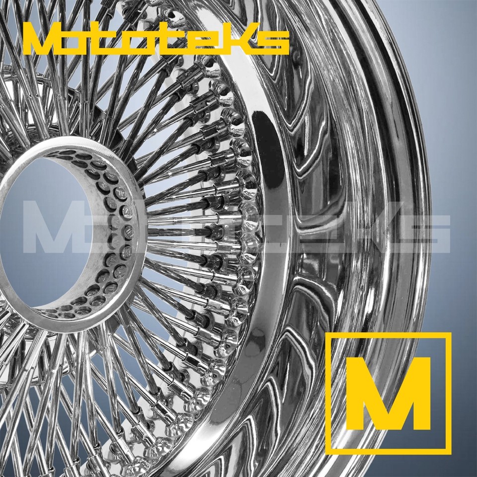 14X7 LUXOR WIRE WHEEL 100 STRAIGHT REV LOWRIDER CHROME RIM SINGLE WHEEL ...