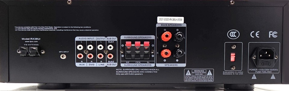 Technical Pro RX38UR 1000W Pro Receiver with USB & SD Card Inputs ...